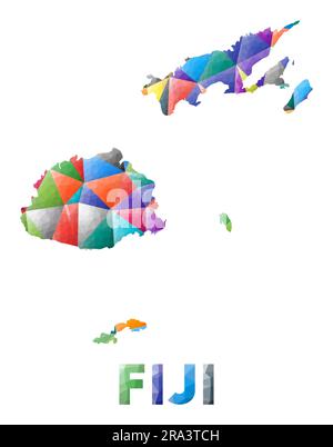Fiji islands map. Vector creative digital neon flat line art abstract ...