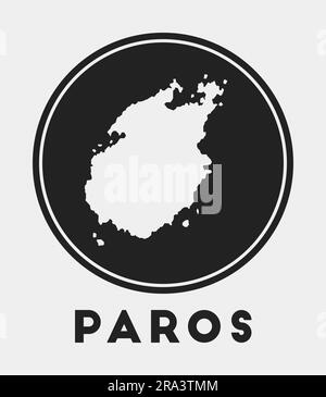 Paros logo. Sign with the map of the island and colored stripes, vector ...
