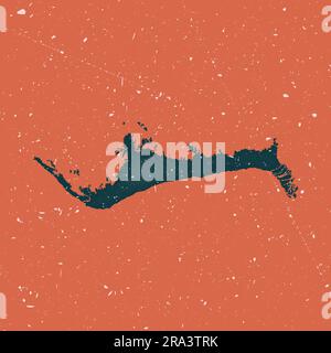 Vintage map of Grand Bahama. Grunge sunburst around the island. Black ...