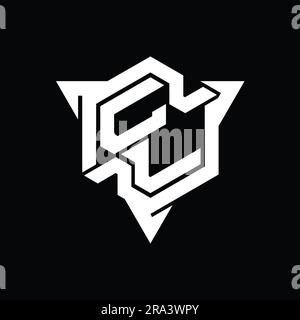 CL Letter Logo monogram hexagon emblem shape with stripes outline style ...