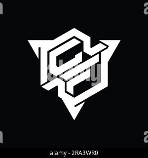 CF Letter Logo monogram hexagon emblem shape with stripes outline style ...