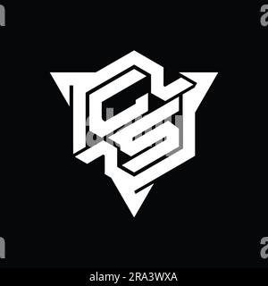 CS Letter Logo monogram hexagon shape with triangle outline sharp slice ...