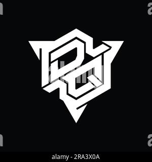 DQ Letter Logo monogram hexagon shape with ornament abstract isolated outline design template ...