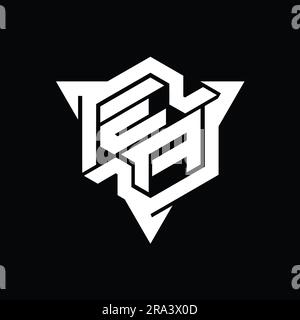 EA Letter Logo monogram hexagon emblem shape with stripes outline style design template Stock ...