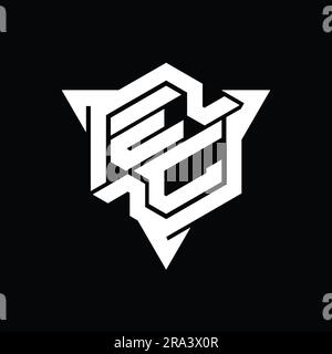 EC Letter Logo monogram hexagon shape with triangle outline sharp slice ...