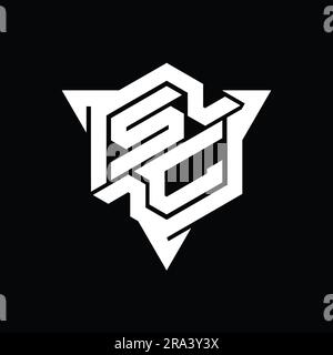 SC Logo monogram hexagon shape with geometric abstract isolated outline ...