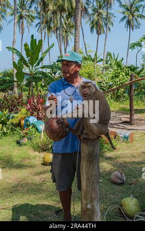 Koh Samui, Thailand -- March 27, 2023. A wide angle vertical shot of ...