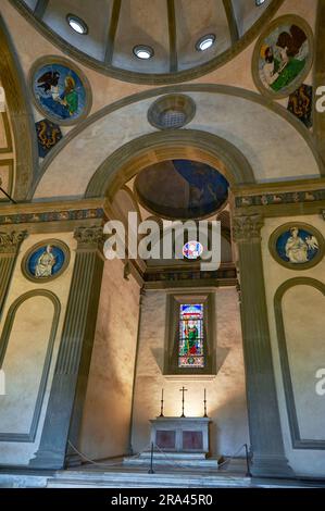 Interior of the Pazzi Chapel in Santa Croce, Florence, designed by ...