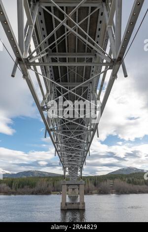 Johnsons Crossing, Teslin River steel Bridge on the Alaska Highway ...