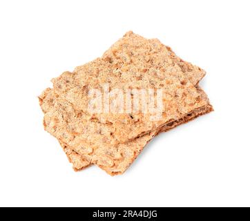 Many fresh crunchy crispbreads on white background. Healthy snack Stock ...