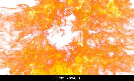 3d illustration. Tongues of flame collide from opposite sides on a ...
