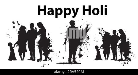 A set of Silhouette Holi people vector illustration Stock Vector Image ...
