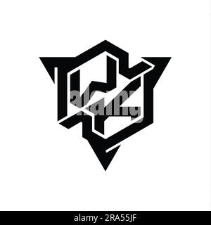 WK Logo monogram letter with triangle shape slice isolated outline ...