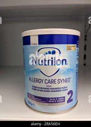 Nutrilon infant milk displayed on the shelves in a pharmacy,baby ...