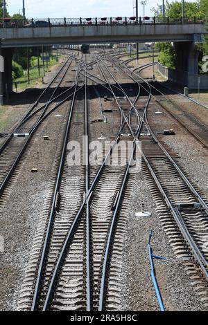 Photo of the railroad junction top view Stock Photo - Alamy