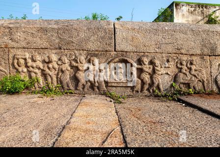 Procession of the queen on the Palanquin, bas-relief sculpture on ...