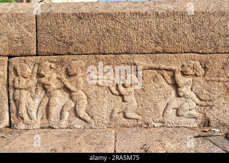 Bas-relief sculptures depicted on the parapet wall of the Chinniyan ...