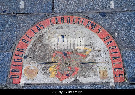 "Kilometro Zero" in Puerta del Sol, Madrid marks the central point in ...