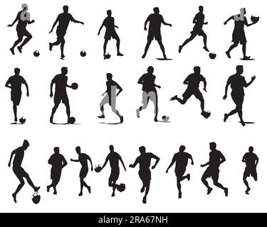 Cartoon Vector Silhouette of a Cartoon Football Player Crouching Stock ...