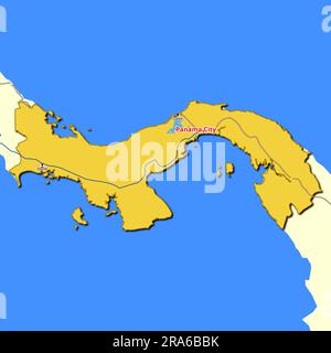 Map of the capital city Panama City with main streets, rivers, lakes ...