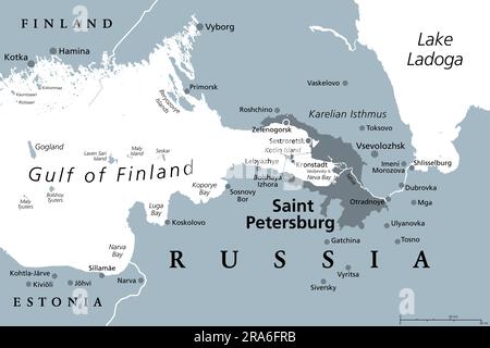 Saint Petersburg area, political map. Second-largest city in Russia ...