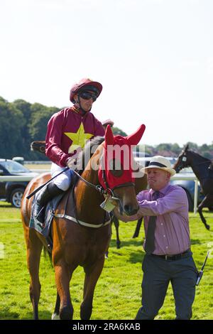Jockey Duran Fentiman on Angel Shared at York Races Stock Photo - Alamy