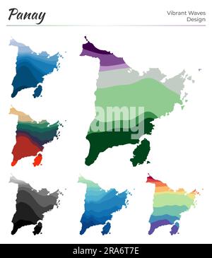 Panay map. Collection of maps of Panay in dotted style. Borders of the ...