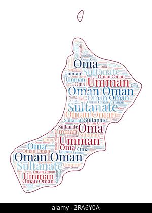 OMAN map design. Country names in different languages and map shape ...