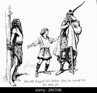 The early 1900s caption reads:" Harald the Hardredy called his men ...