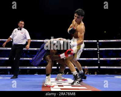 Junaid Bostan (left) and Ryan Amos in action during their Super ...