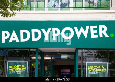 Paddy Power sign on a shop in Weston Super Mare Stock Photo - Alamy