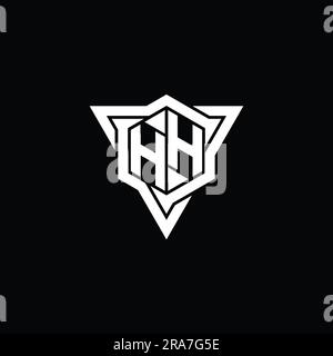 HH Letter Logo monogram hexagon shape with triangle outline sharp slice style design template ...