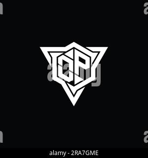 OP Logo monogram letter with triangle shape slice isolated outline design template Stock Photo ...