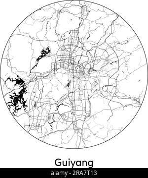 City Map Guiyang China Asia blue print round Circle vector illustration ...