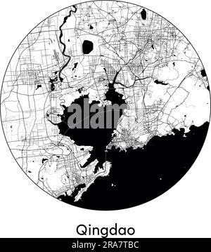 City Map Asia China Qingdao vector illustration Stock Vector Image ...