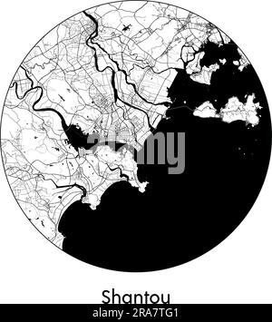 City Map Shantou China Asia blue print round Circle vector illustration ...