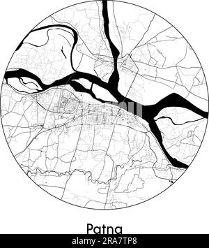 Patna India Asia City map blue print vector illustration Stock Vector ...