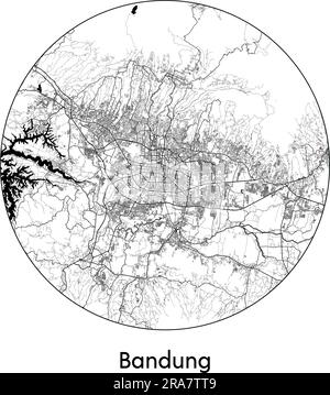 City Map Bandung Indonesia Asia blue print round Circle vector ...