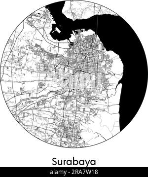 City Map Surabaya Indonesia Asia blue print round Circle vector ...