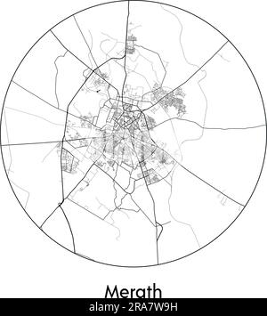 City Map Merath India Asia blue print round Circle vector illustration ...