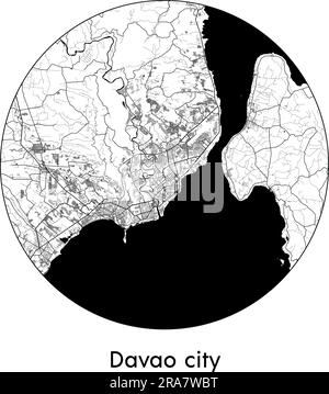 Davao city Philippines Asia City map blue print vector illustration ...