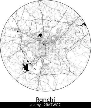 City Map Ranchi India Asia blue print round Circle vector illustration ...