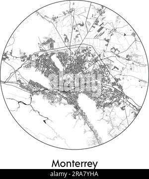 City Map Monterrey Mexico North America blue print round Circle vector ...