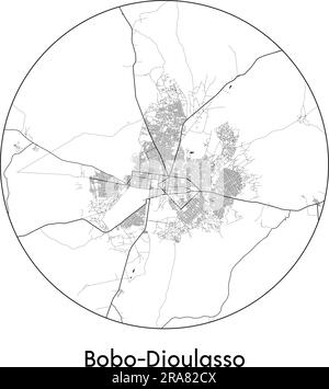 Bobo-Dioulasso Burkina Faso Africa City map blue print vector ...