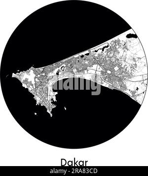 City Map Dakar Senegal Africa blue print round Circle vector illustration Stock Vector Image ...