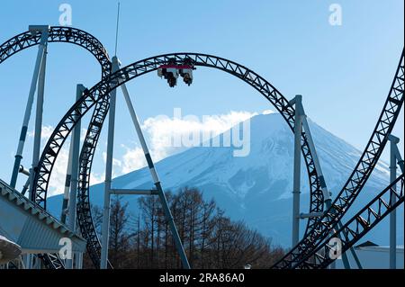Takabisha - Steepest Roller Coaster. Background with beautiful blue sky ...