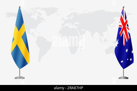 Australia and Australia flags for official meeting against background ...