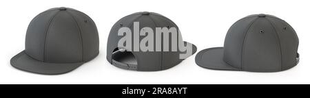 White and black snap back mock up, blank hat template, isolated on ...