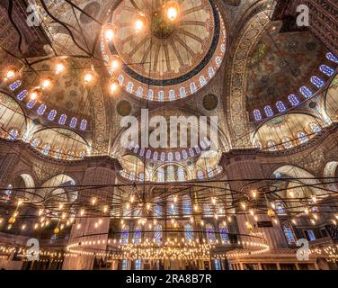 Blue Mosque Electric Lights Basilica Stained Glass Istanbul Turkey ...