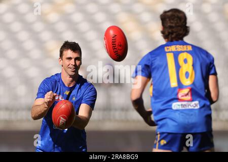 Campbell Chesser of West Coast in action during the AFL Round 1 match ...